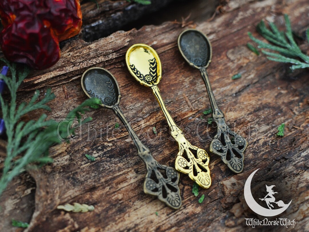 Witch Spoons | SET of 4 Fairy Spoons | Herbs Apothecary Spoons | Wiccan ...