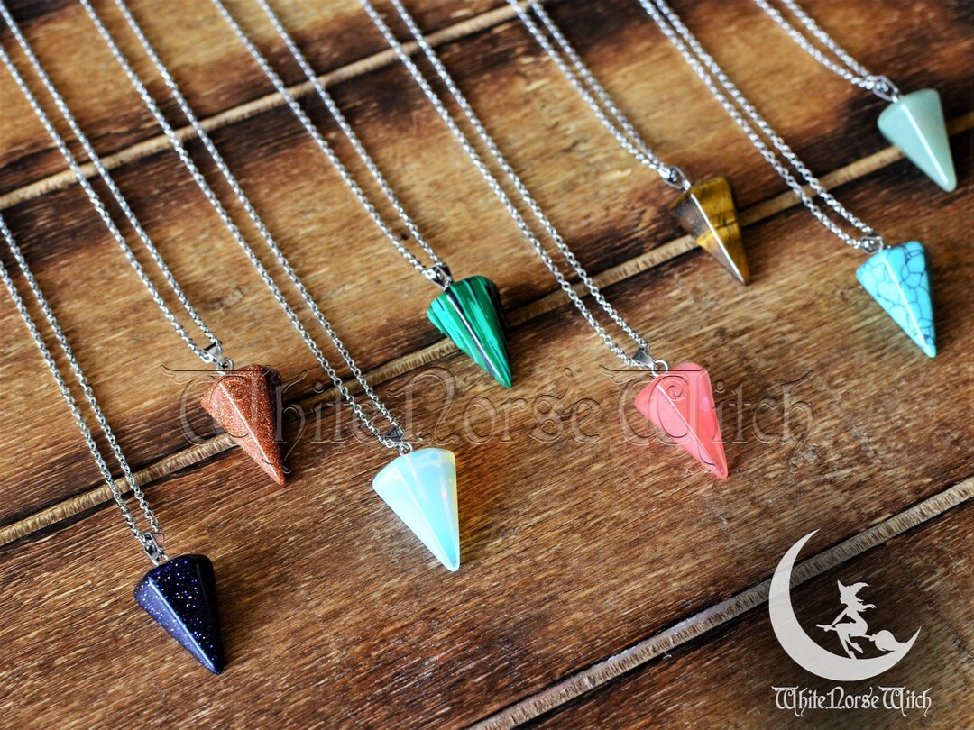 Occult Crystal Pendulum Necklace, Dowsing Pendulum Pendant, Custom ...