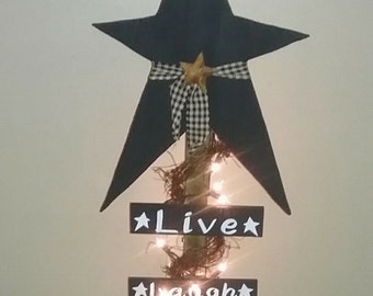 Home Sweet Home Lighted Star Post Country Decor Primitive Decor Rustic ...