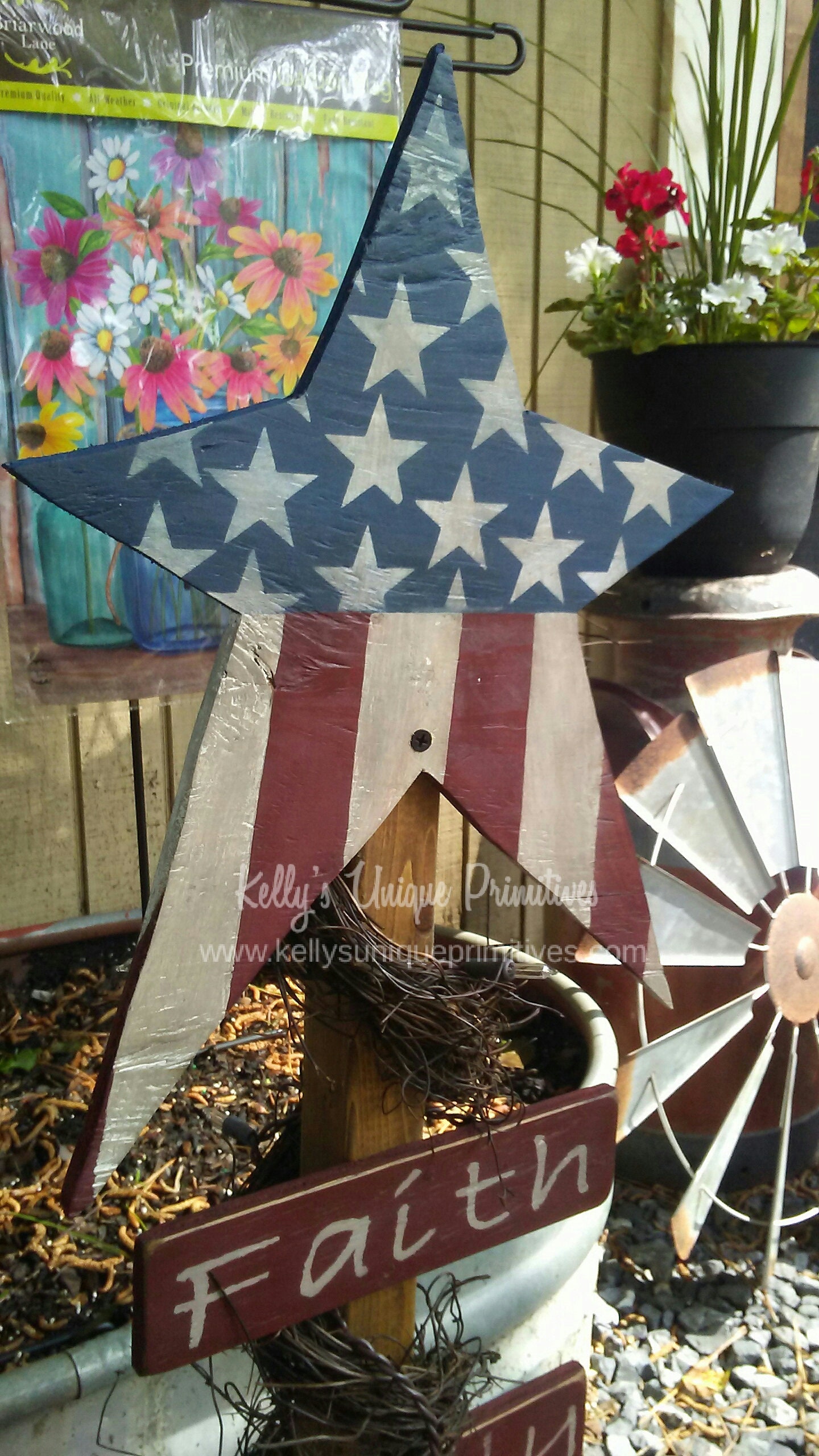 Primitive Americana Lighted Star Post Faith Family Freedom Patriotic ...