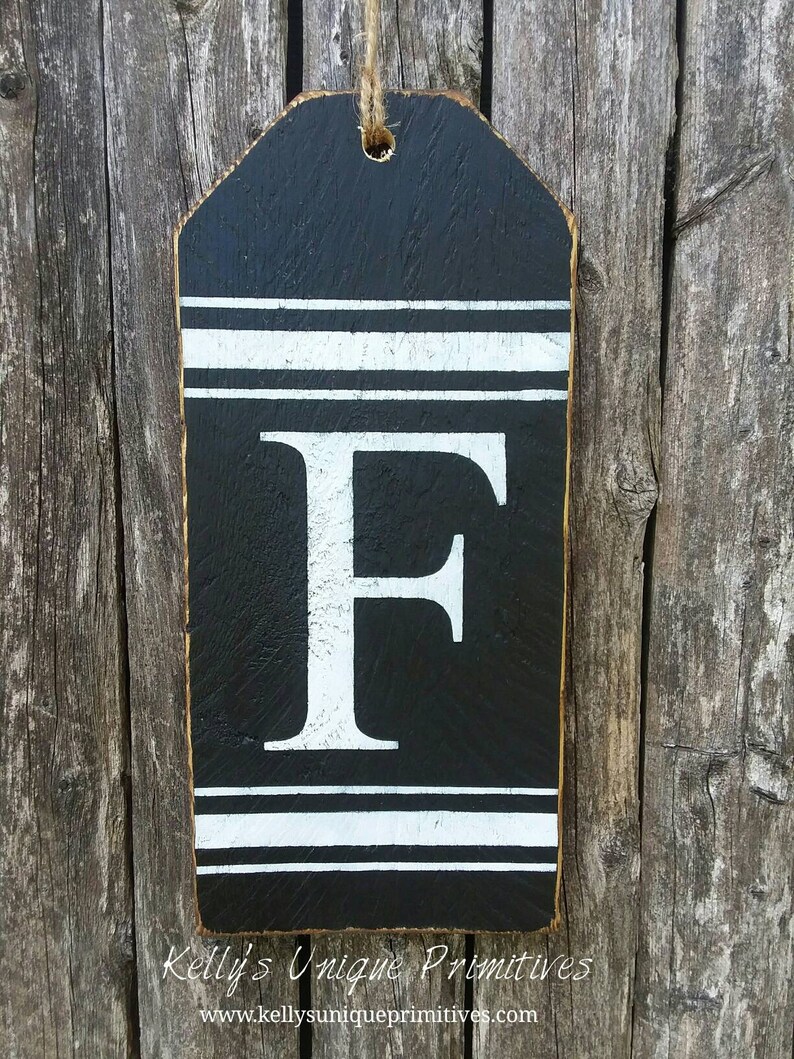 Personalized Last Name Initial Large Wooden Tag Farmhouse Tags - Etsy