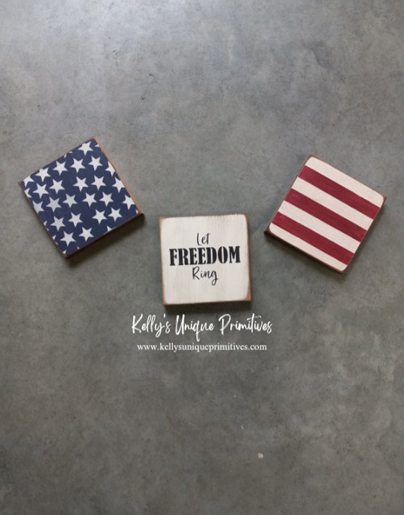 Let Freedom Ring Wooden Patriotic Block Signs - Etsy