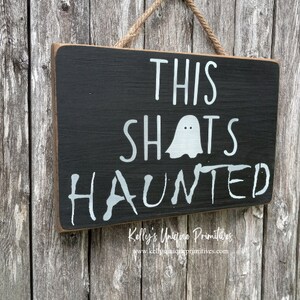 This Shits Haunted Ghost Sign Door Hanger Halloween Decor - Etsy