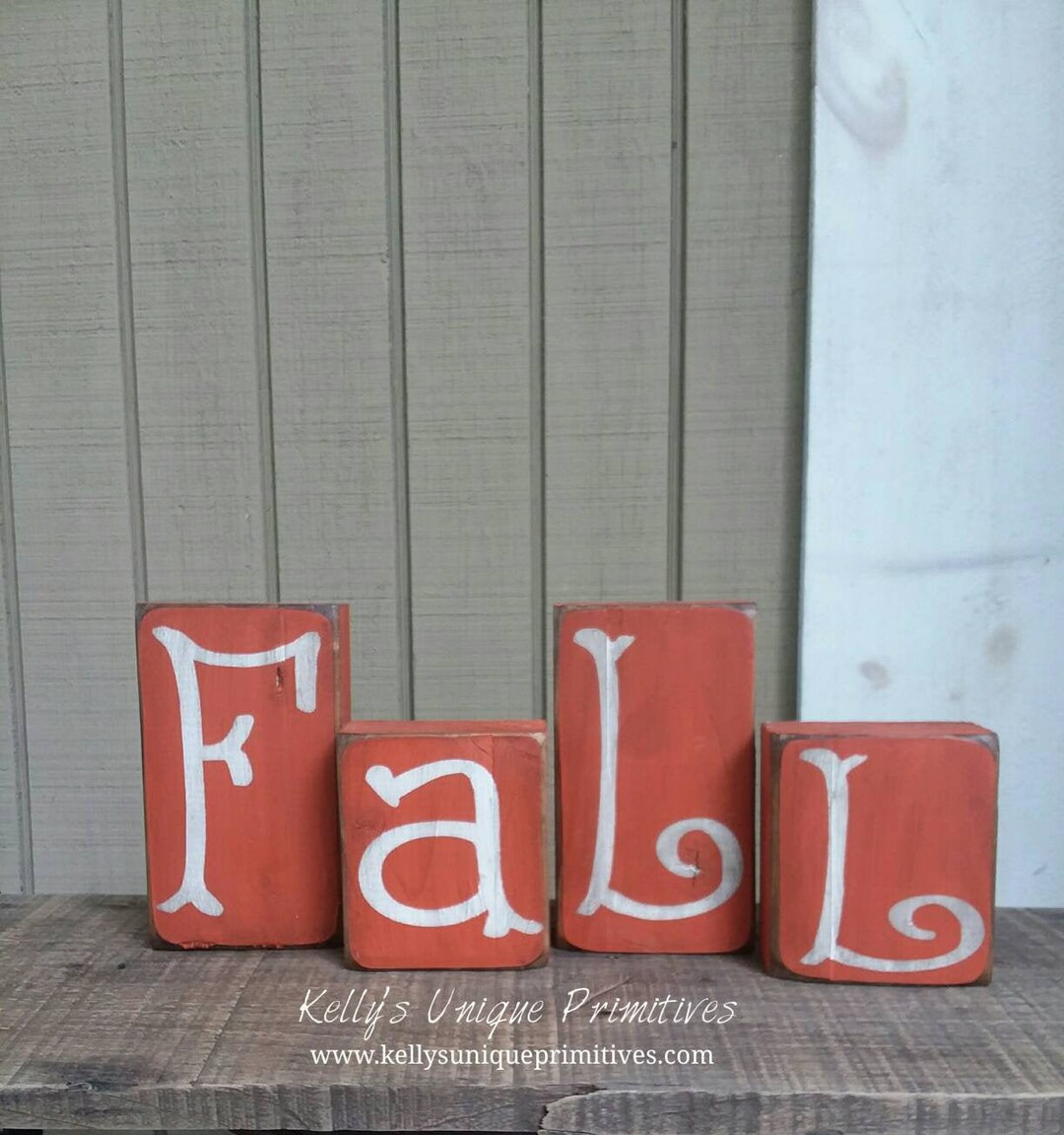Wooden Fall Blocks Sign Fall Decor Autumn Decor Rustic Fall Decor - Etsy