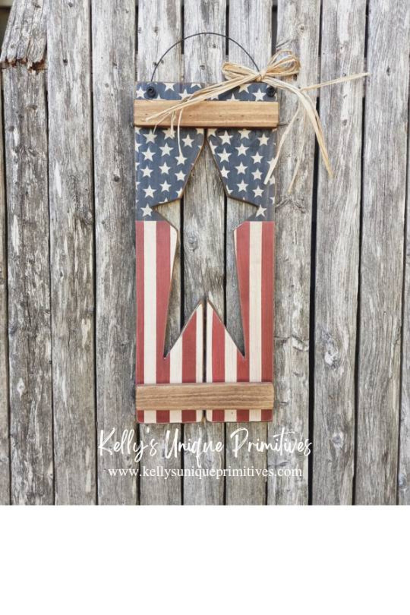 Primitive American Flag Wooden Shutter Americana Star Door Hanger - Etsy
