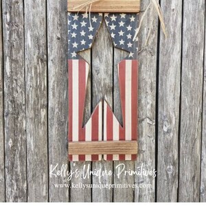 Primitive American Flag Wooden Shutter Americana Star Door Hanger - Etsy