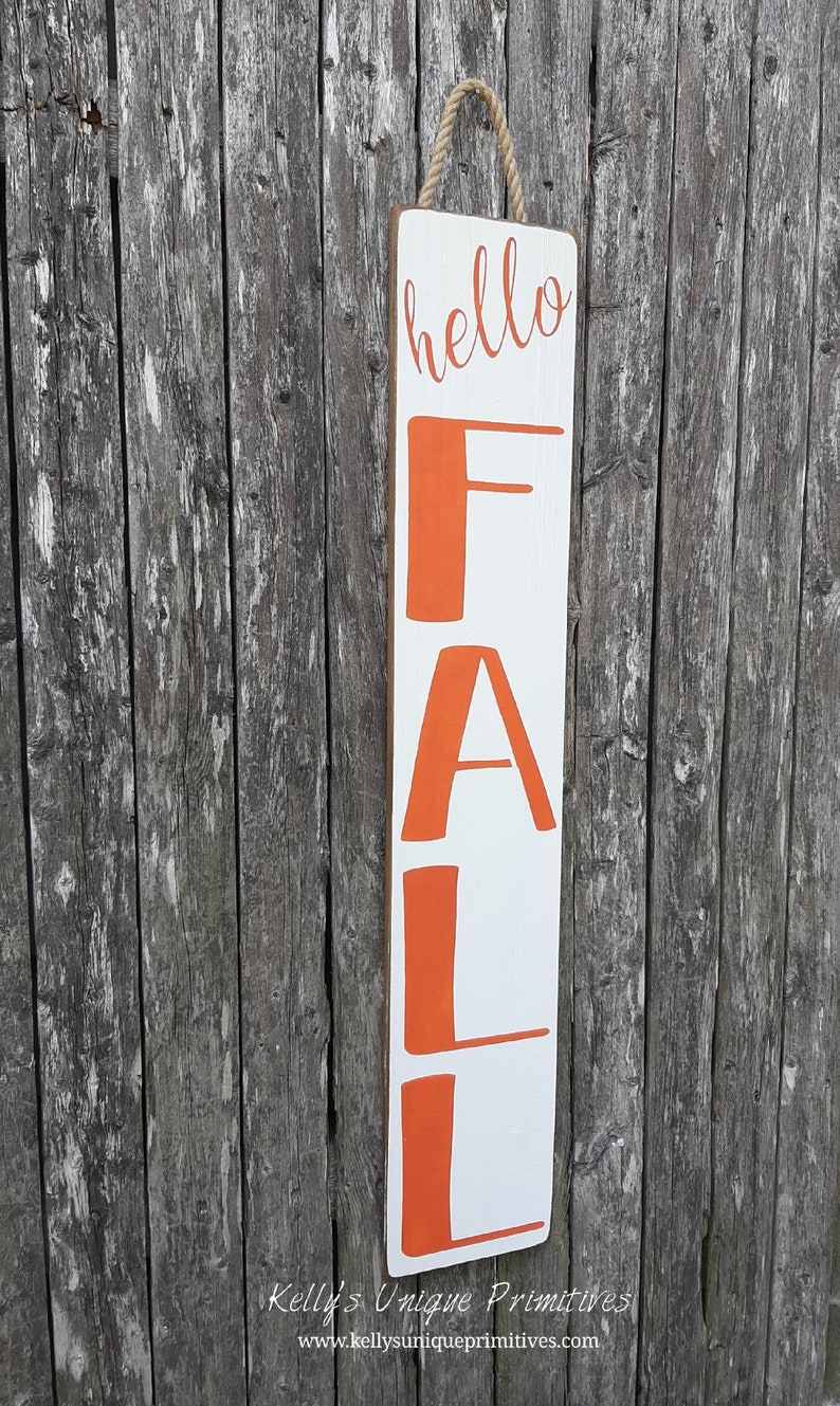 Hello Fall Vertical Sign Porch Signs Outdoor Fall Decor - Etsy