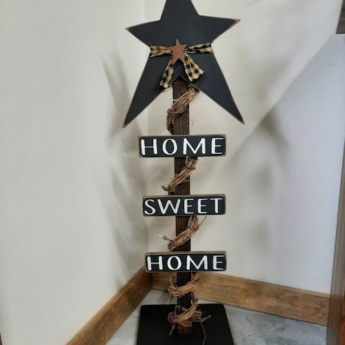 Home Sweet Home Lighted Star Post Country Decor Primitive - Etsy