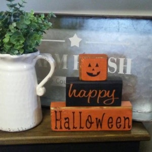 Happy Halloween Blocks Sign Halloween Decor Fall Decor Autumn Decor - Etsy