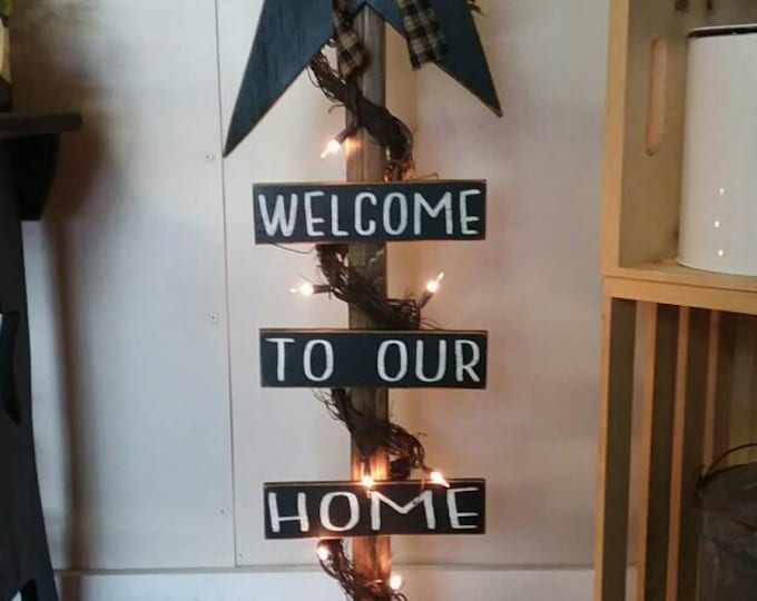 Welcome to Our Home Lighted Star Post Country Decor Primitive Decor ...