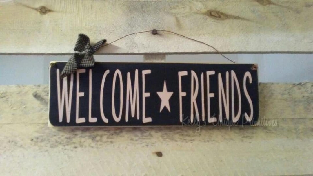 Welcome Friends Wooden Signs Home Decor Wall Decor Country Decor ...