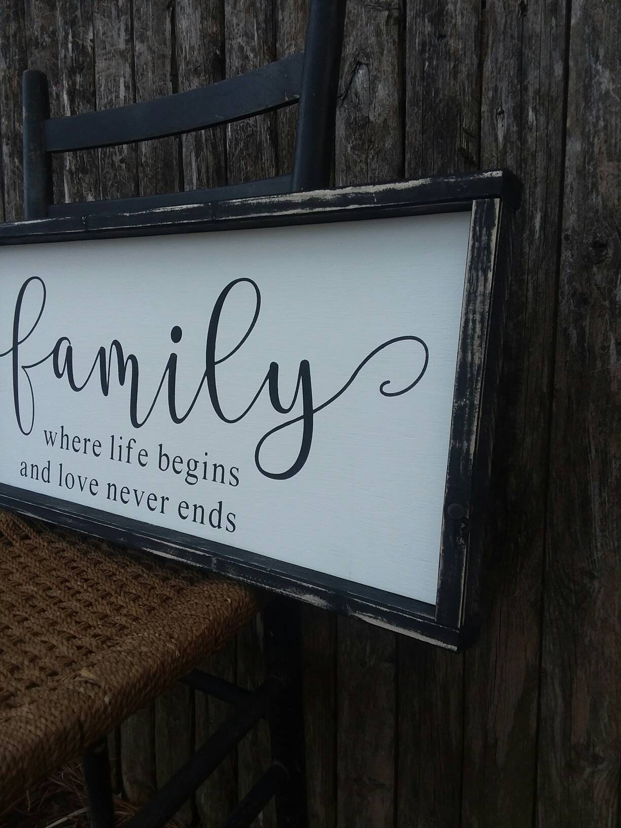 Family Where Life Begins and Love Never Ends Sign Farmhouse Decor ...