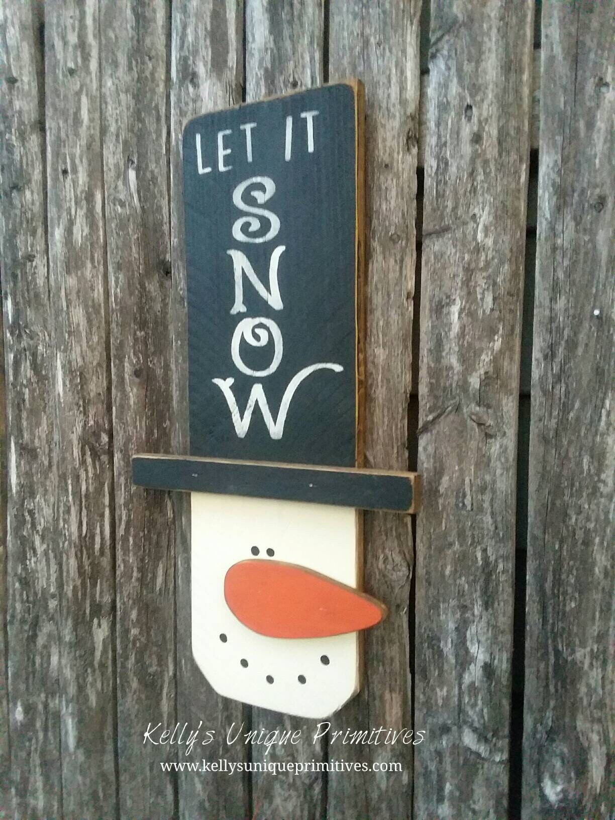 Let It Snow Snowman Sign Christmas Decor Holiday Decor Snowmen Country ...