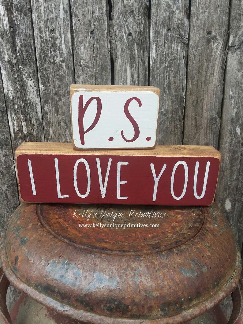P.S. I Love You Block Set I Love Us Sign Valentines Day Decor | Etsy