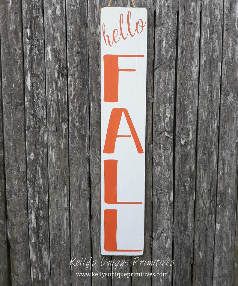 Hello Fall Vertical Sign Porch Signs Outdoor Fall Decor - Etsy