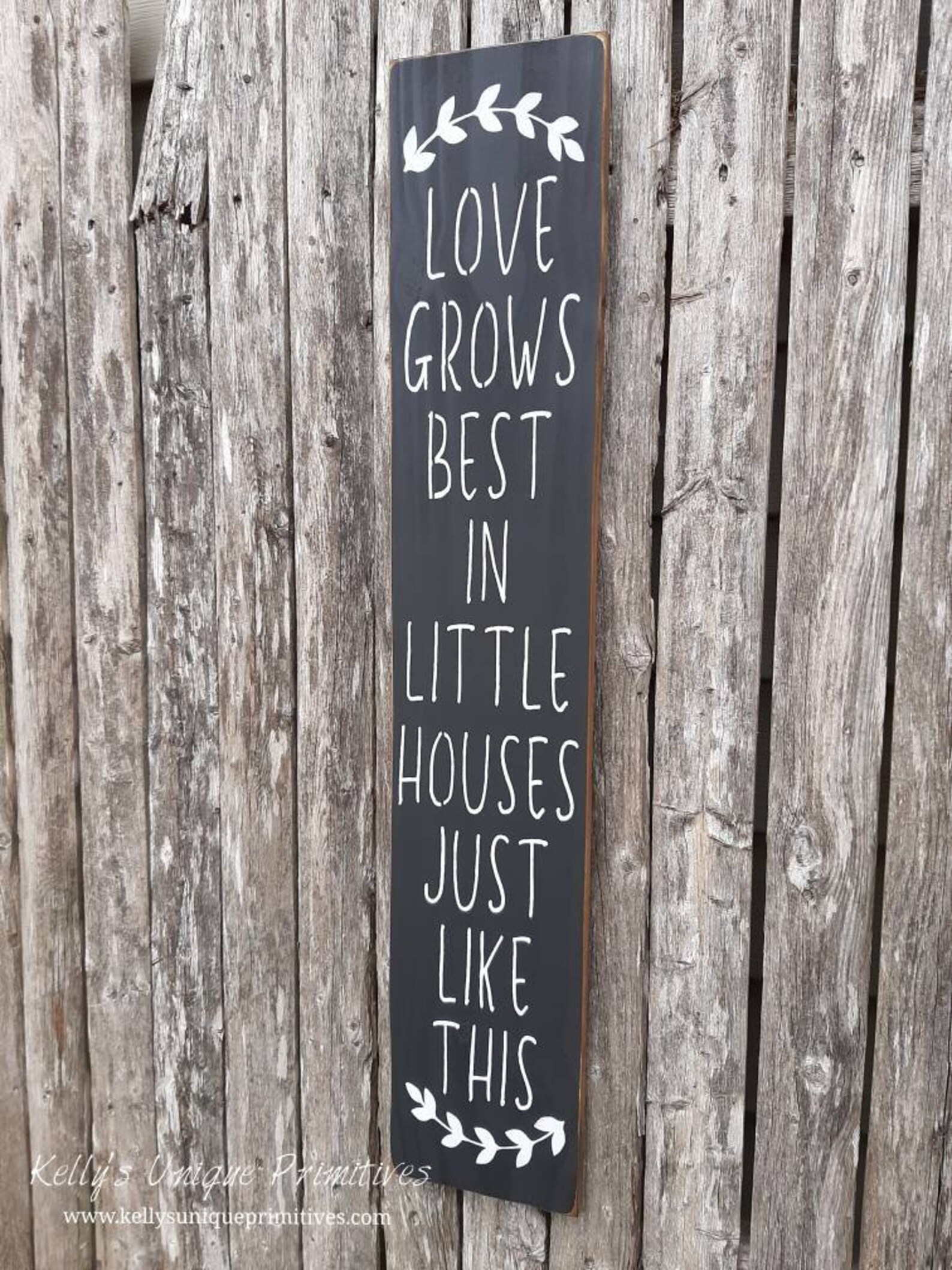 Vertical Love Grows Best in Little Houses Sign Wooden Sign Laurel ...