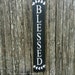 Vertical Blessed Sign Wooden Sign Laurel Wreath Gallery Wall Decor ...