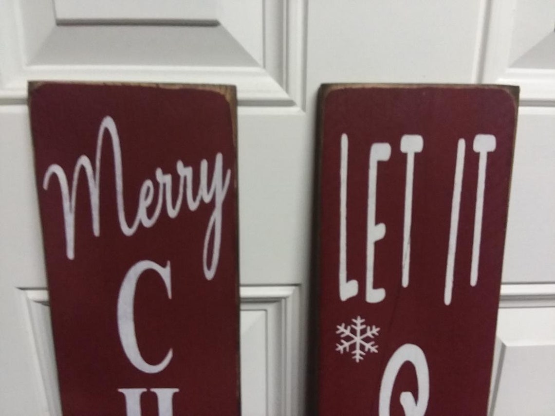Vertical Christmas Signs Merry Christmas Let It Snow Happy | Etsy