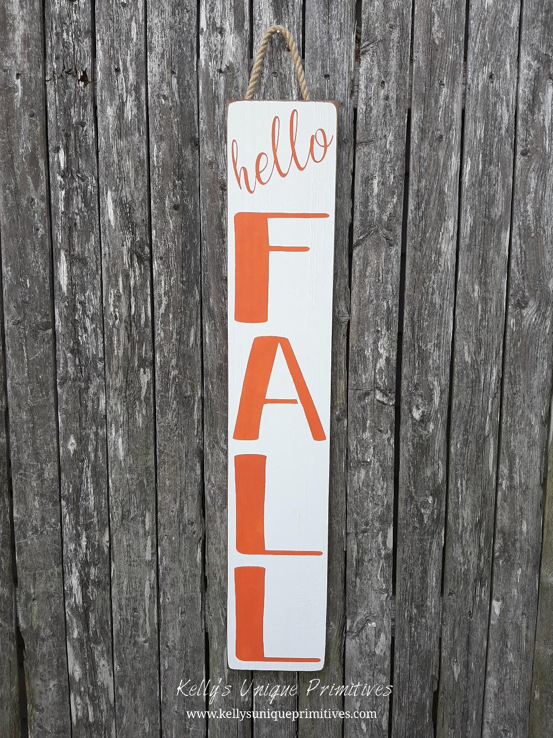 Hello Fall Vertical Sign Porch Signs Outdoor Fall Decor - Etsy