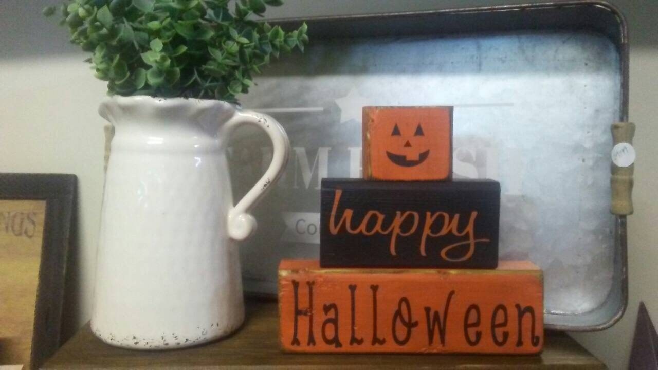 Happy Halloween Blocks Sign Halloween Decor Fall Decor Autumn | Etsy