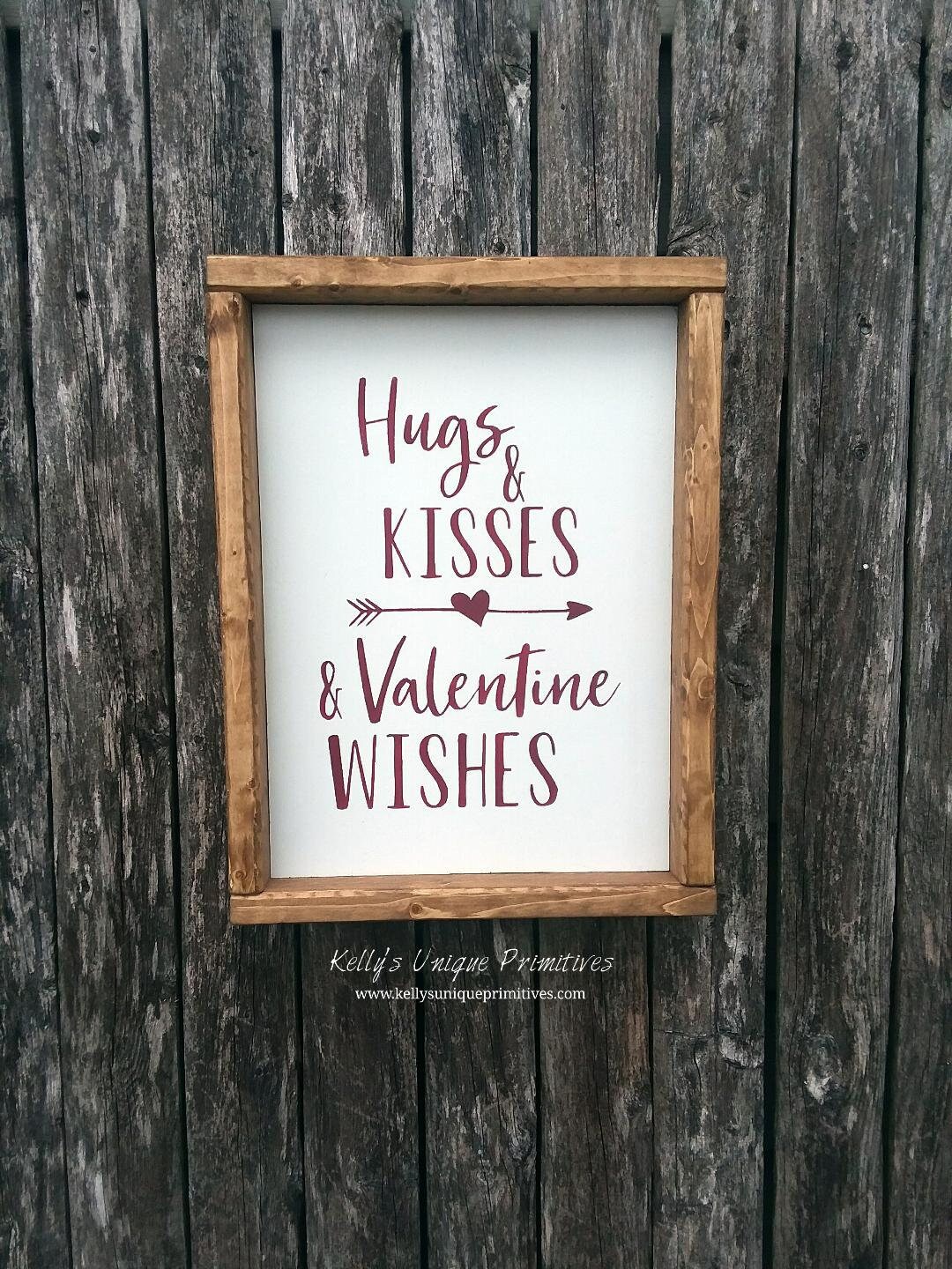 Hugs Kisses Valentine Wishes Sign Valentine's Day Decor | Etsy