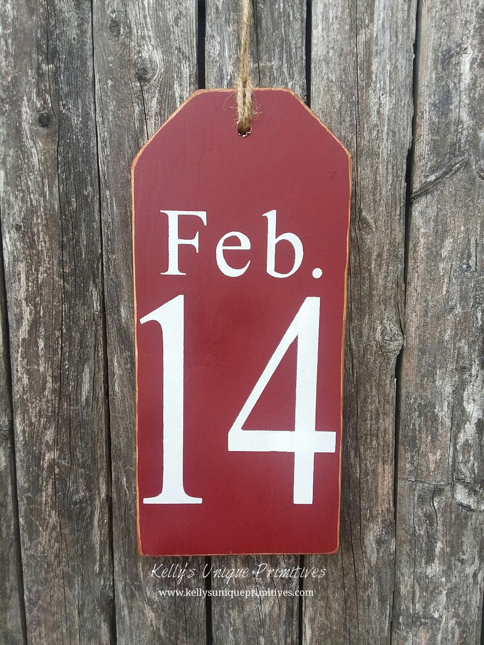 Feb 14 Sign Wooden Tag Valentine's Day Decor - Etsy