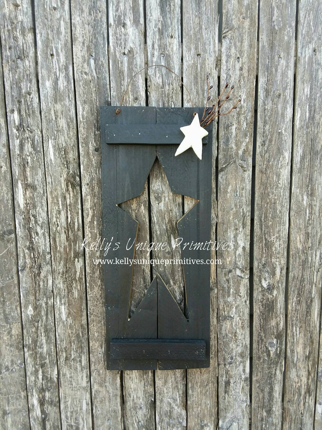 Wooden Distressed Shutter Stars Handmade Wall Decor Signs Country Decor ...