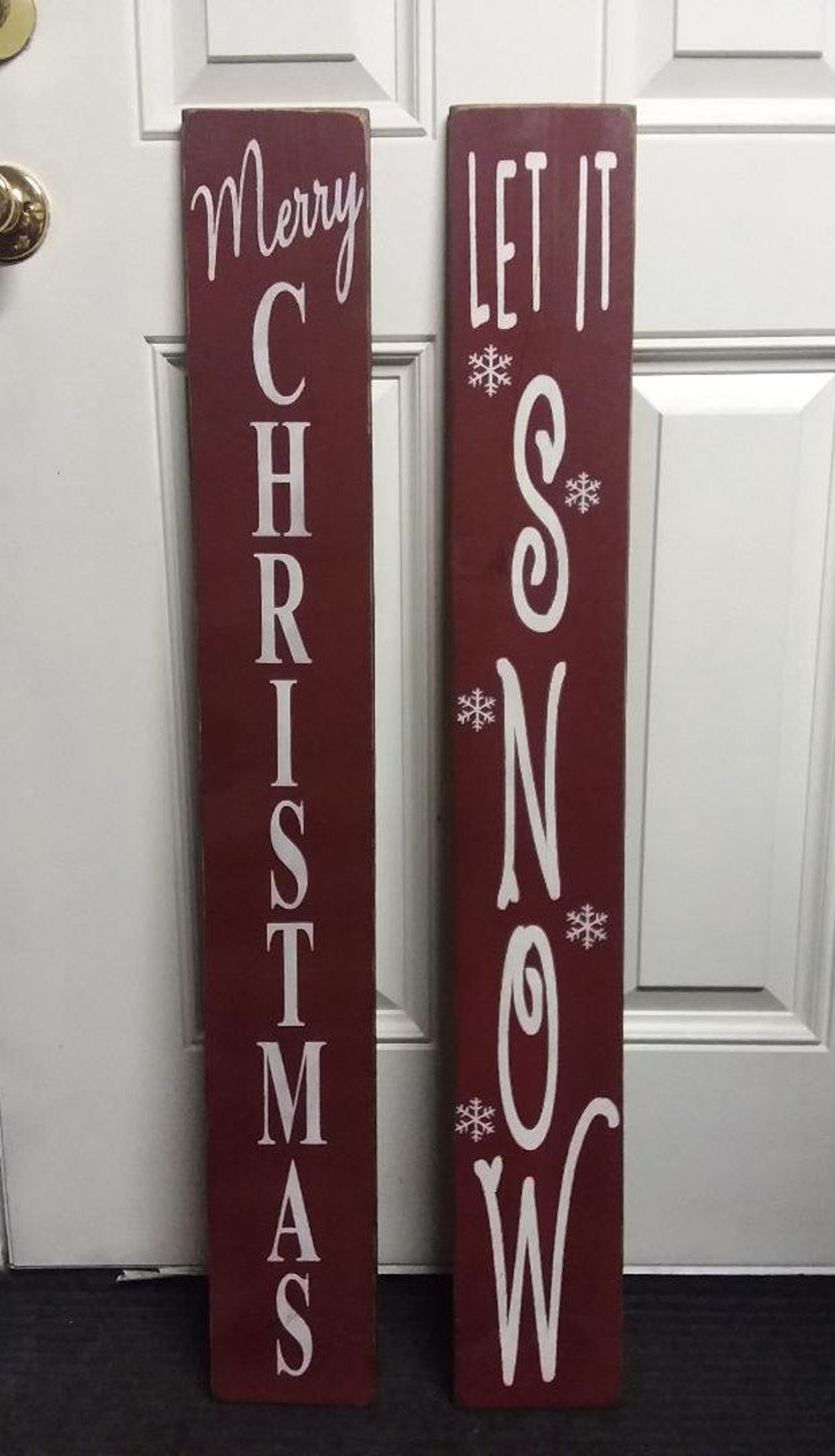 Vertical Christmas Signs Merry Christmas Let It Snow Happy - Etsy