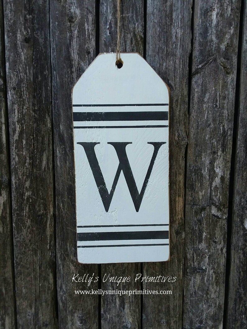 Personalized Last Name Initial Large Wooden Tag Farmhouse Tags - Etsy
