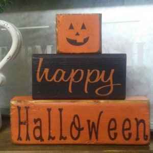 Happy Halloween Blocks Sign Halloween Decor Fall Decor Autumn Decor - Etsy