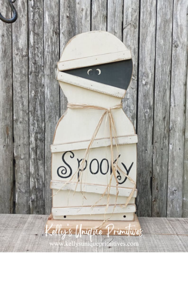 Wooden Primitive Mummy Standing Halloween Decor - Etsy