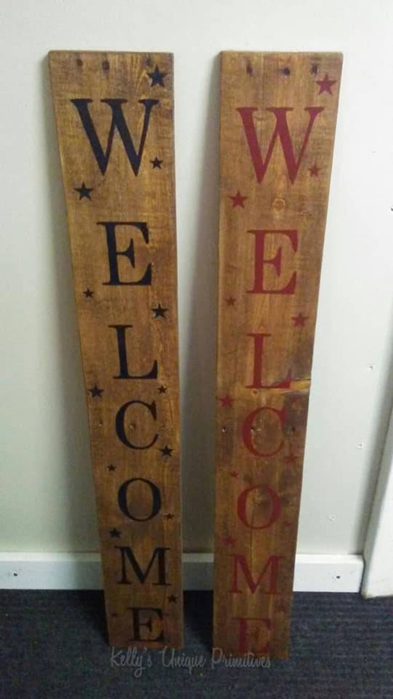 Vertical Welcome Wooden Sign Farmhouse Decor Home Decor Outdoor Decor ...