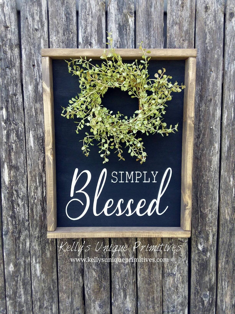 Simply Blessed Sign Baby Gress Wreath Sign Farmhouse Sign Framed Signs ...