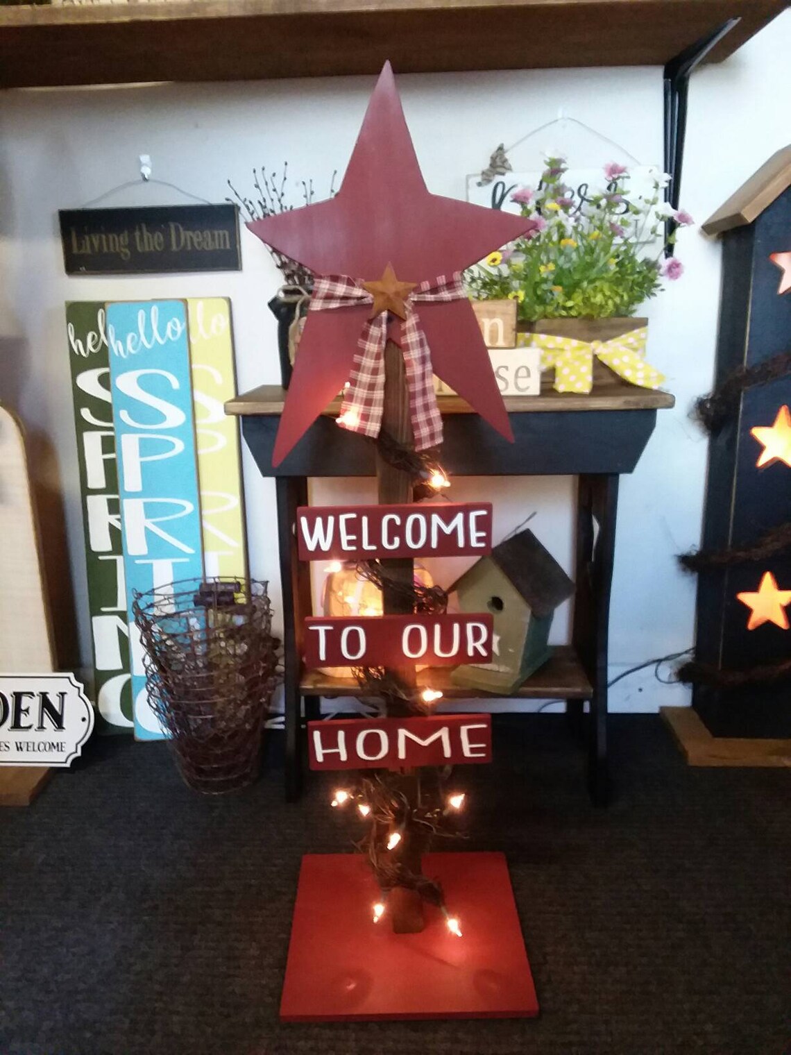 Welcome to Our Home Lighted Star Post Country Decor Primitive - Etsy