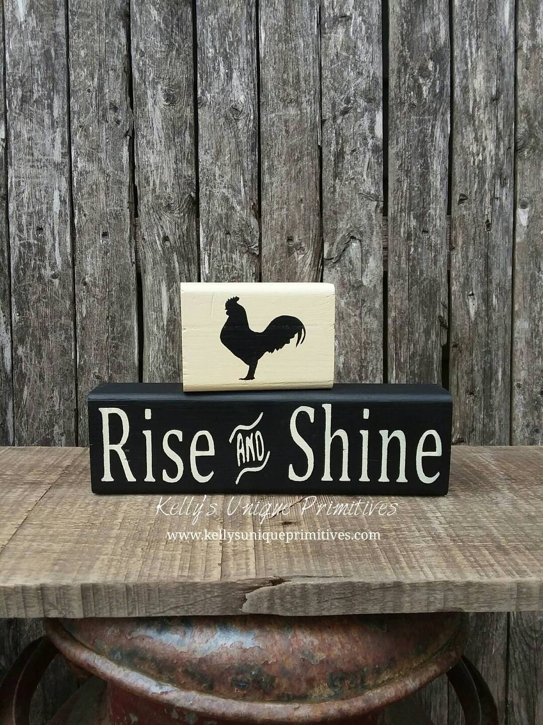 Rise & Shine Wooden Block Sign Chicken Decor Rooster Decor Kitchen ...