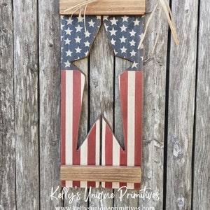 Primitive American Flag Wooden Shutter Americana Star Door Hanger - Etsy