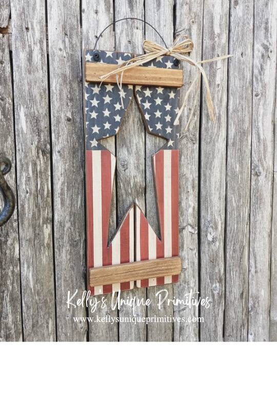 Primitive American Flag Wooden Shutter Americana Star Door Hanger - Etsy