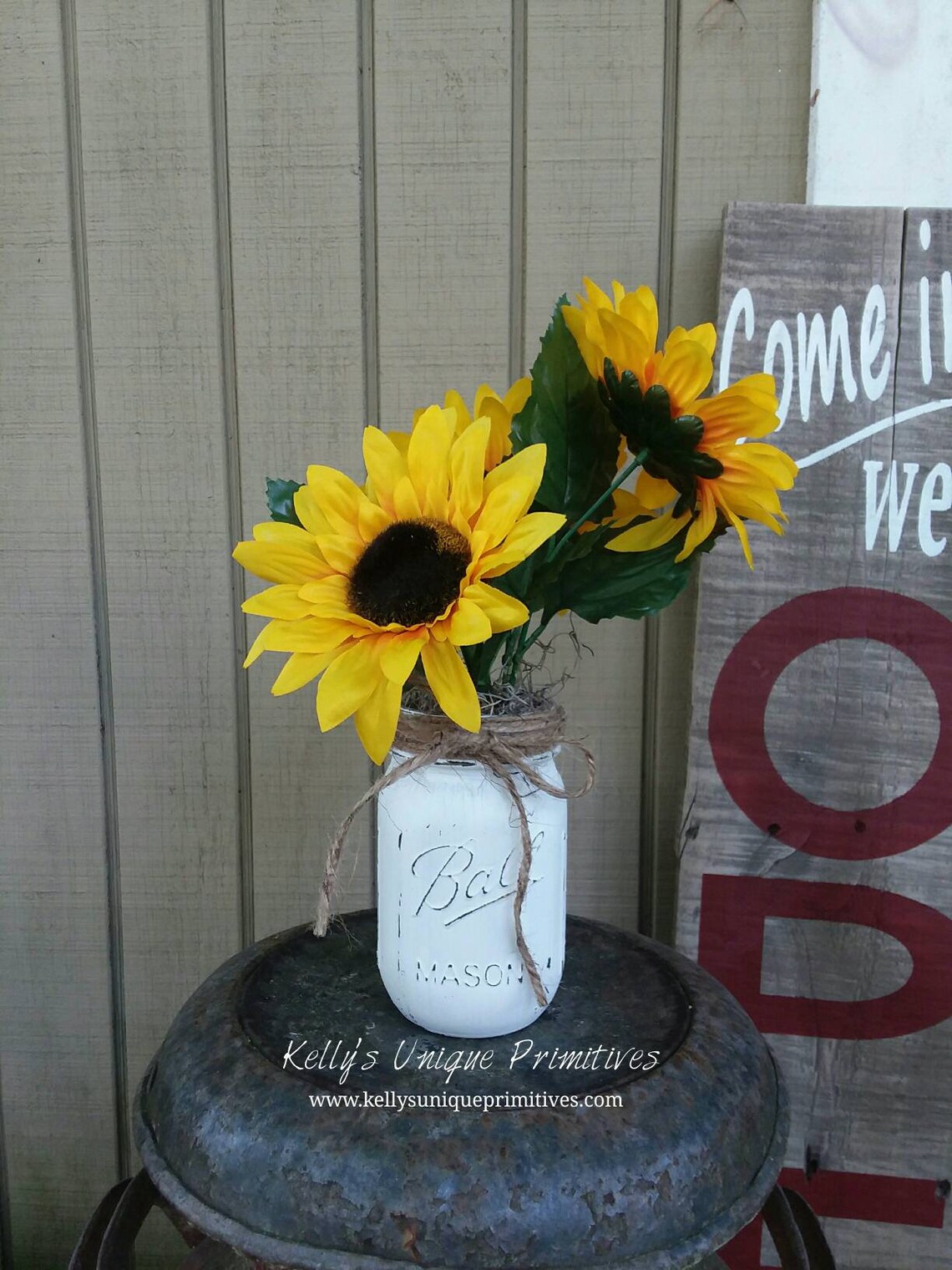 Sunflower Mason Jar Arrangement Sunflower Floral Arrangements Mason Jar ...