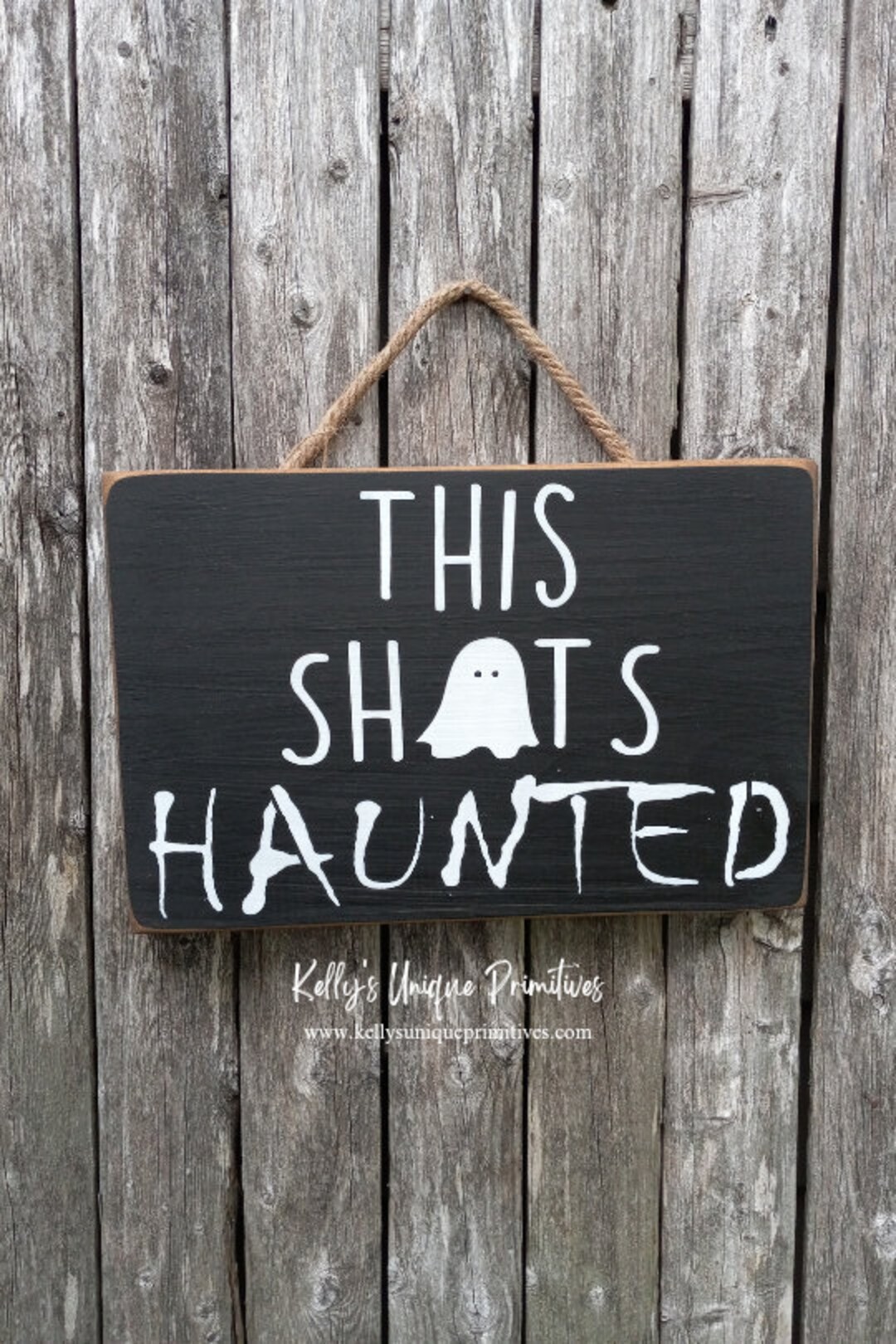 This Shits Haunted Ghost Sign Door Hanger Halloween Decor - Etsy