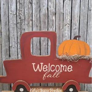 Wooden Welcome Fall Truck Standing Fall Porch Decor - Etsy