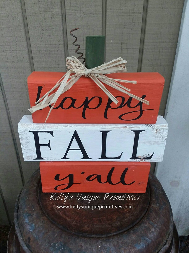 Happy Fall Y'all Stackable Blocks Signs Fall Decor Autumn | Etsy