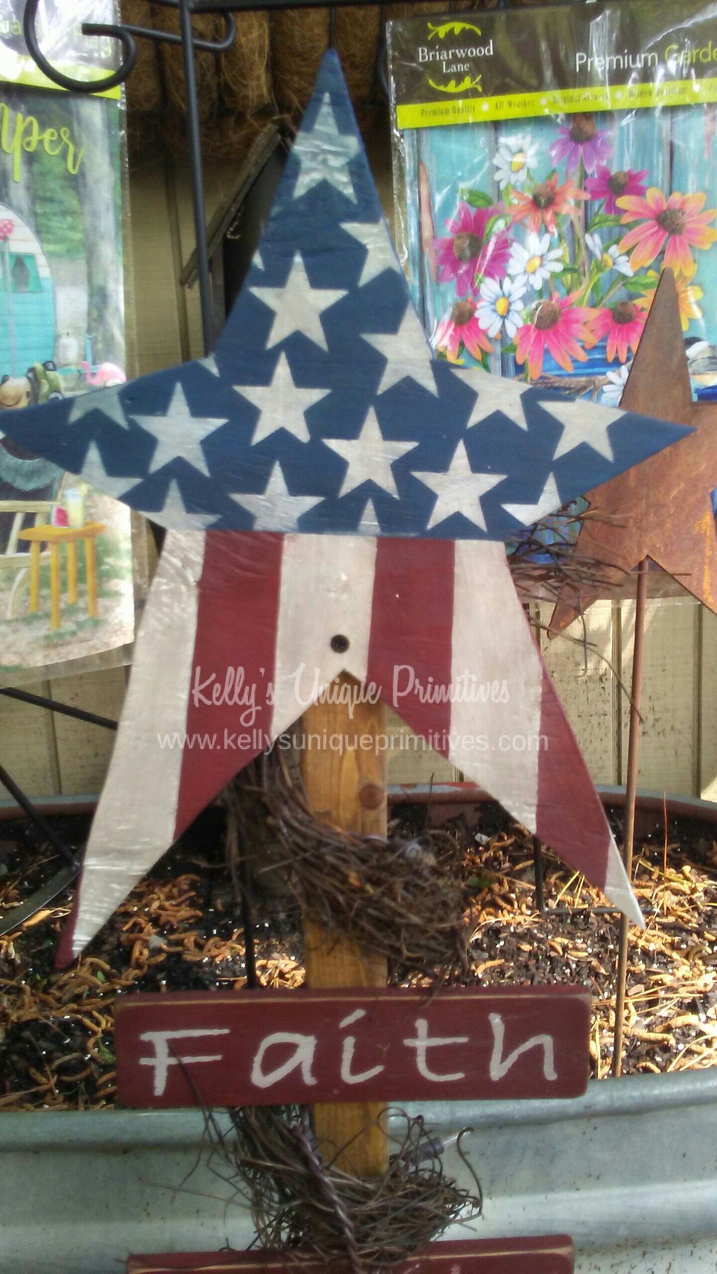 Primitive Americana Lighted Star Post Faith Family Freedom | Etsy