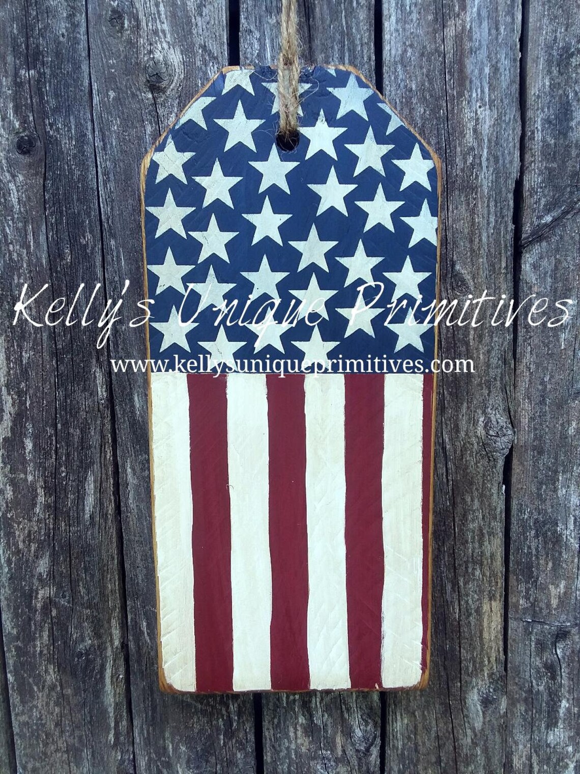 American Flag Tag Americana Decor Primitive Americana Wooden Tags ...
