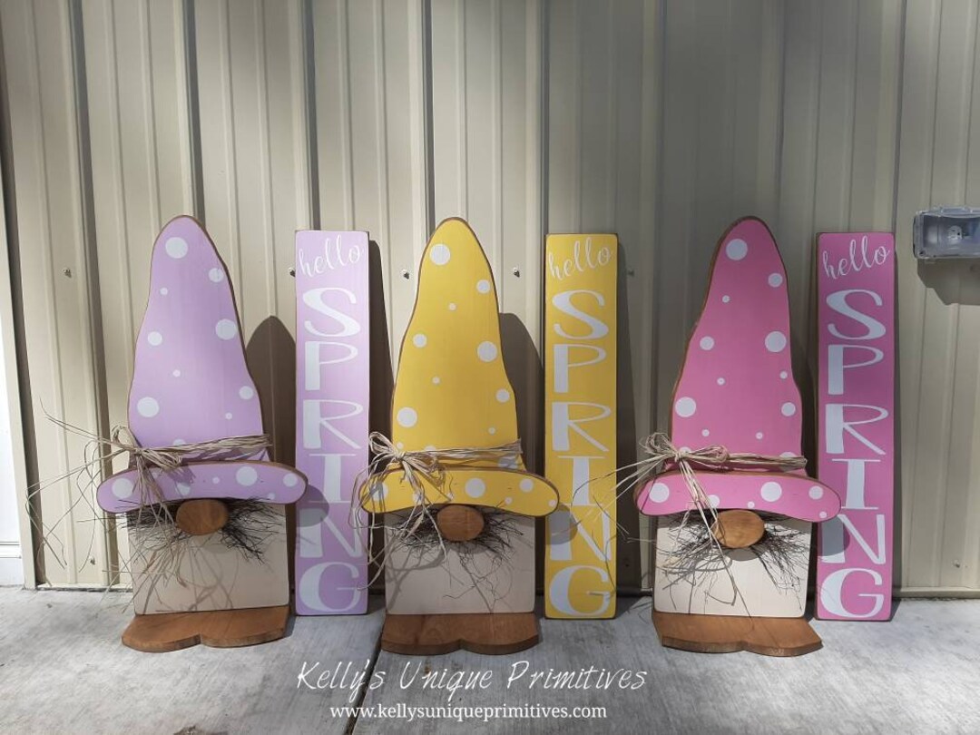 Hello Spring Gnome Sign Bundle Spring Gnome Decor - Etsy