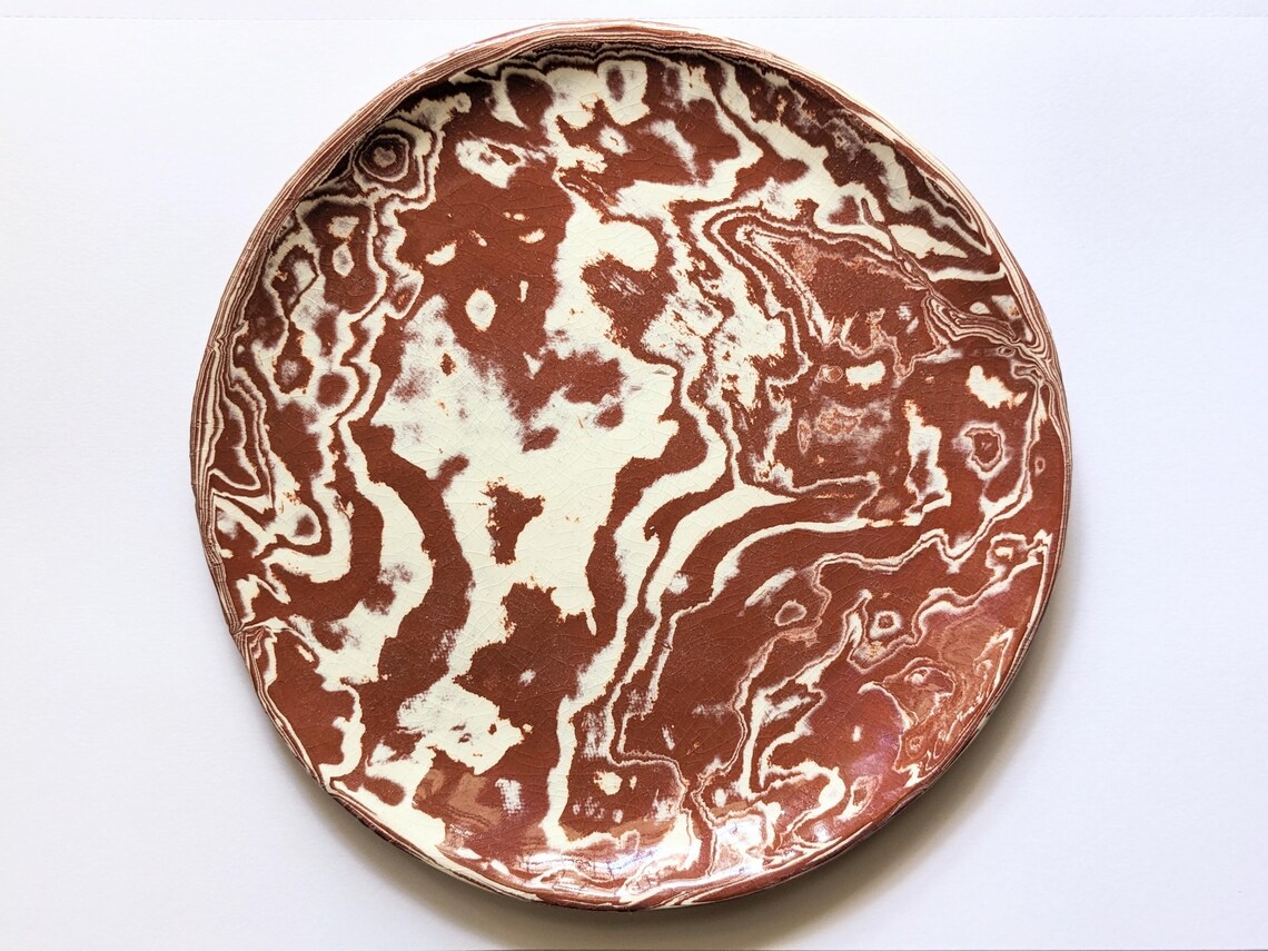 Marbled Plate Ceramic Serving Plate, or Decorative. Handmade ...