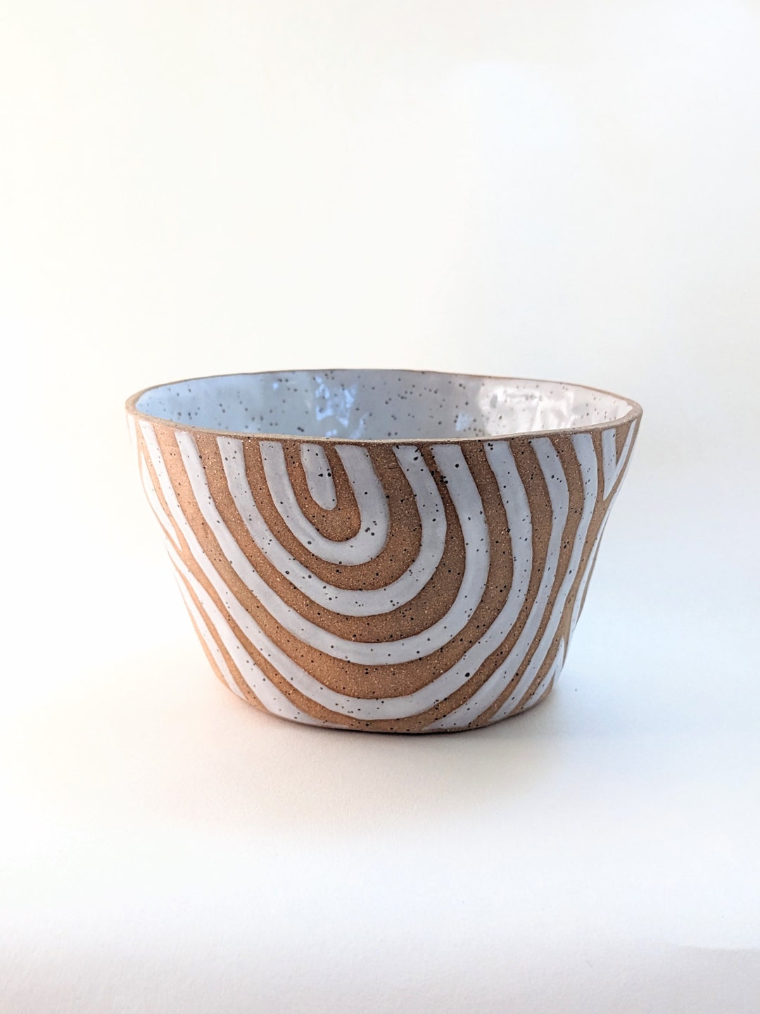 Tree Bark-energy Bowl in White - Handmade in Brown Speckled Clay - Etsy