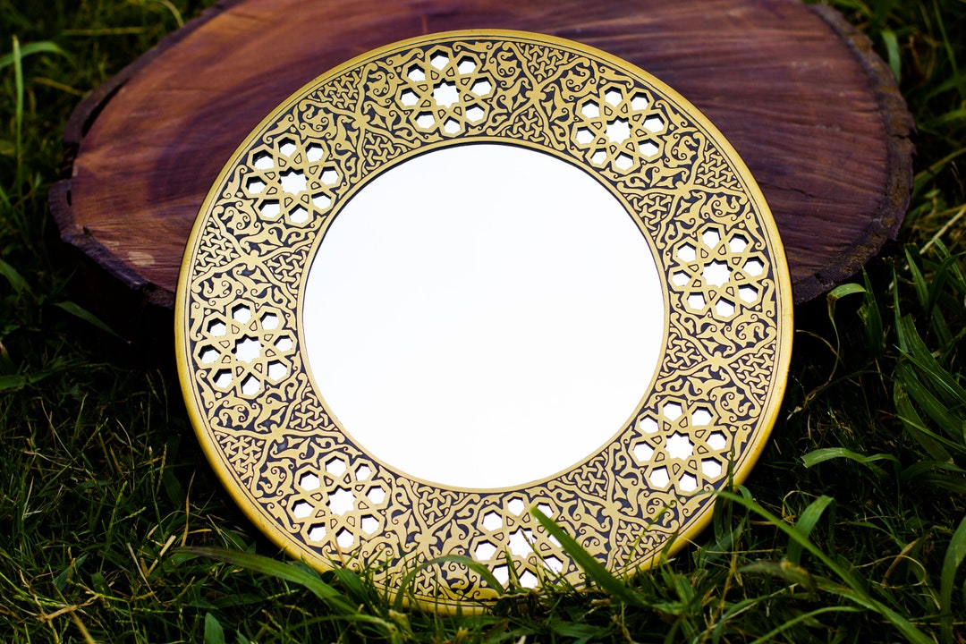 Charming Brass Mirror Egyptian Art Hand Forged and Etched Antique ...