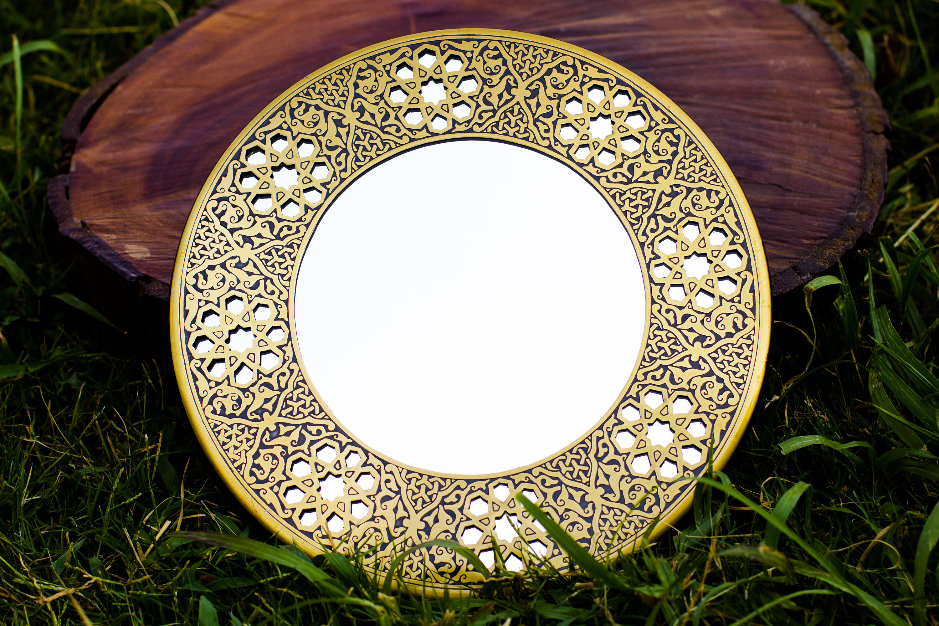 Charming Brass Mirror Egyptian Art Hand Forged and Etched Antique ...