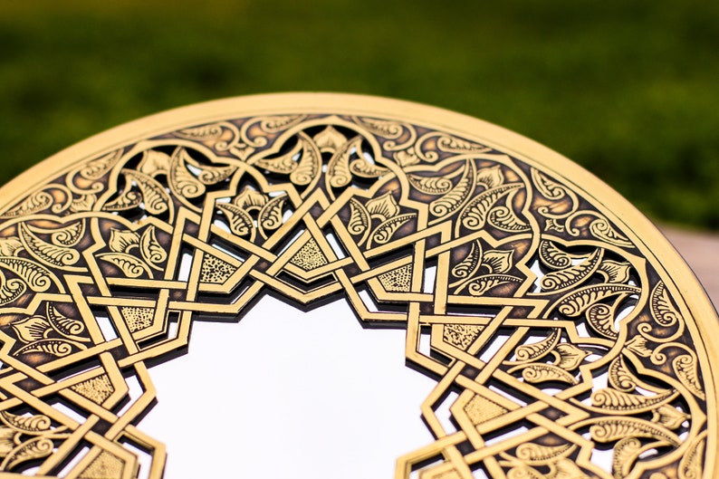 Mesmerizing Brass Mirror Islamic Art Hand Forged and Etched Antique ...