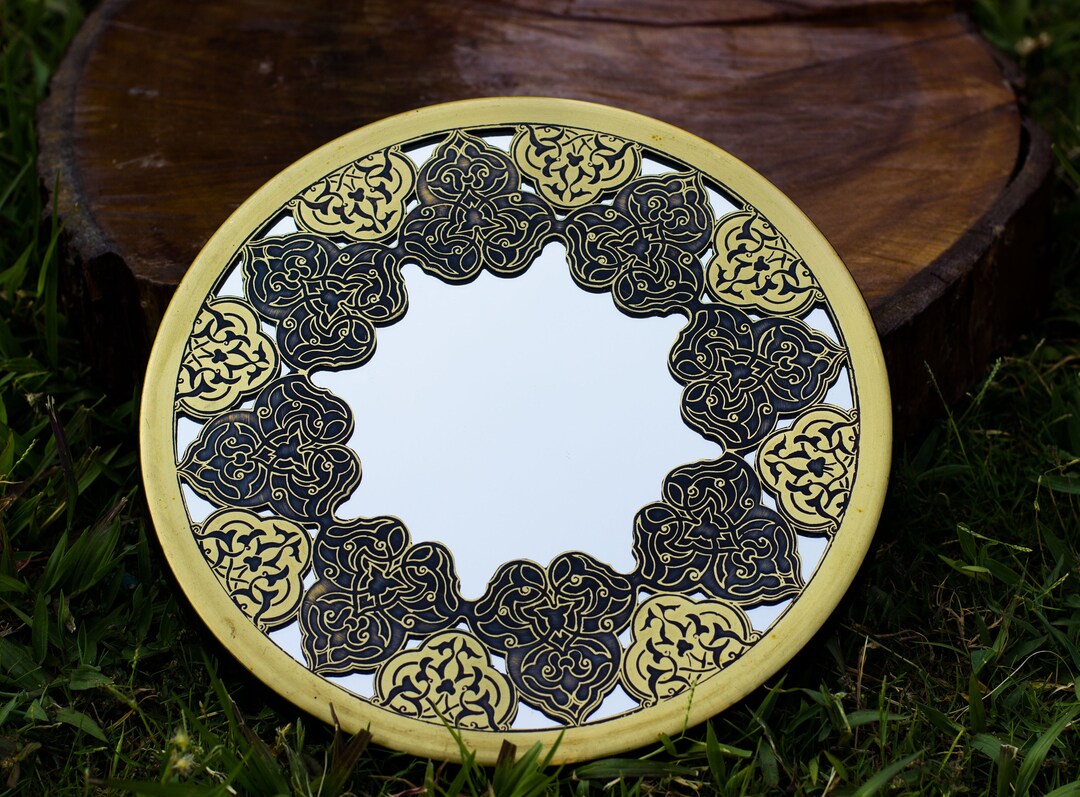 Unique Brass Mirror Islamic Art Hand Forged and Etched Antique ...
